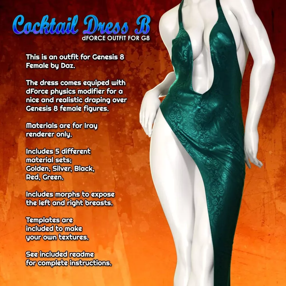Exnem Dforce Cocktail Dress B For Genesis 8 Female ⋆ Freebies Daz 3d