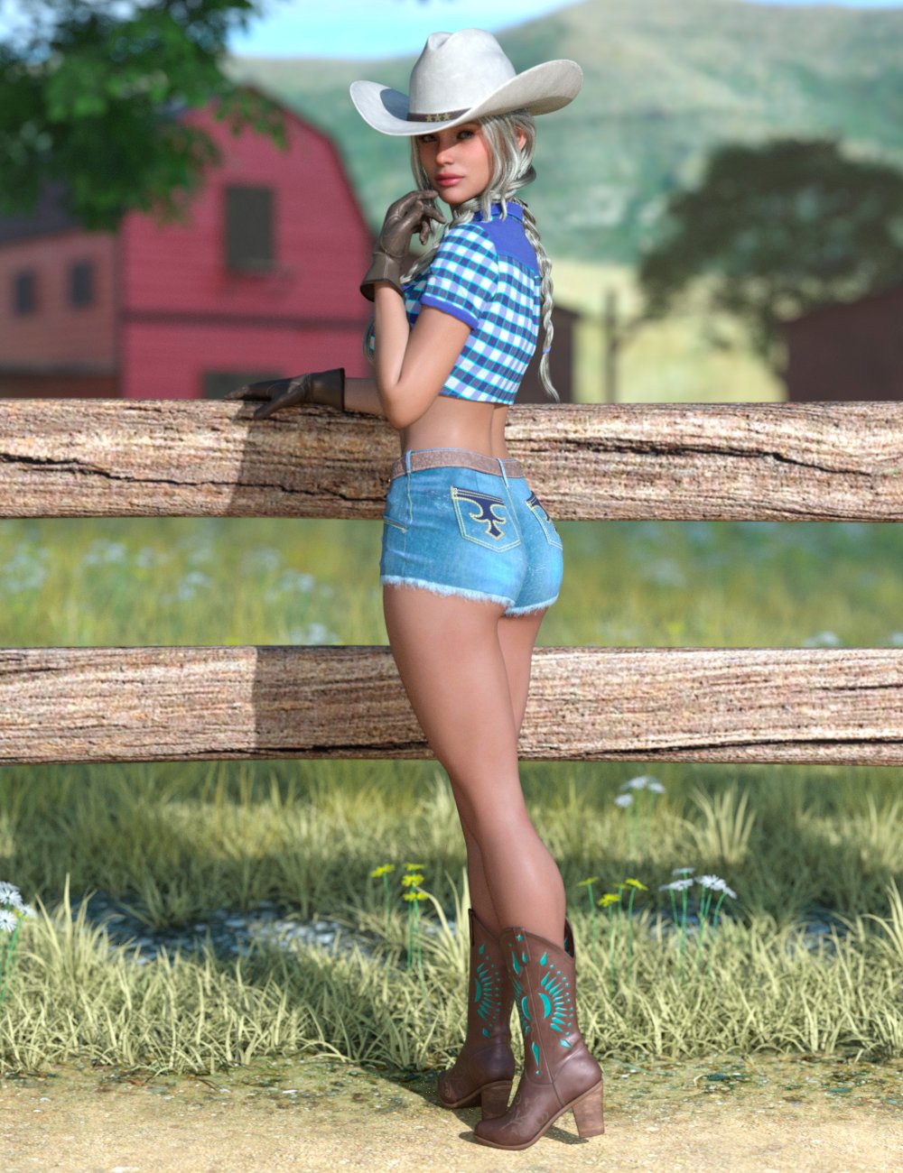 Wild West Cowgirl Outfit for Genesis 9 Feminine ⋆ Freebies Daz 3D